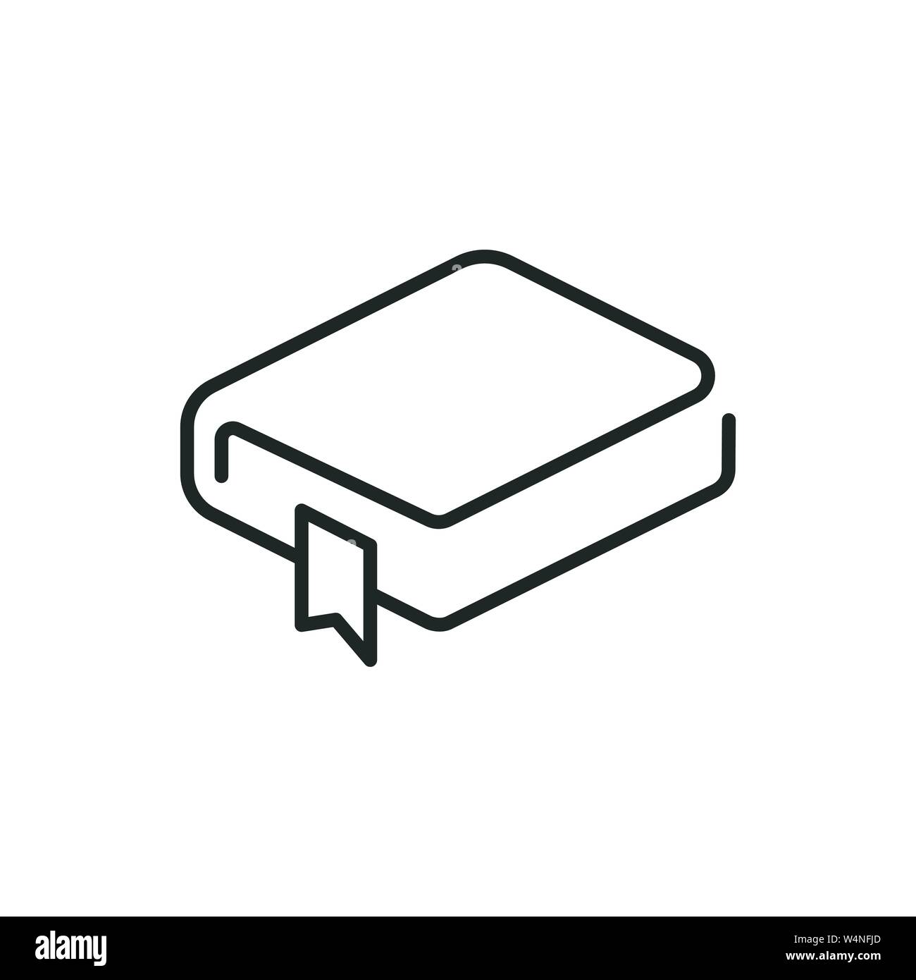 Linear hard cover book icon . Thin line hard cover book icon vector ...