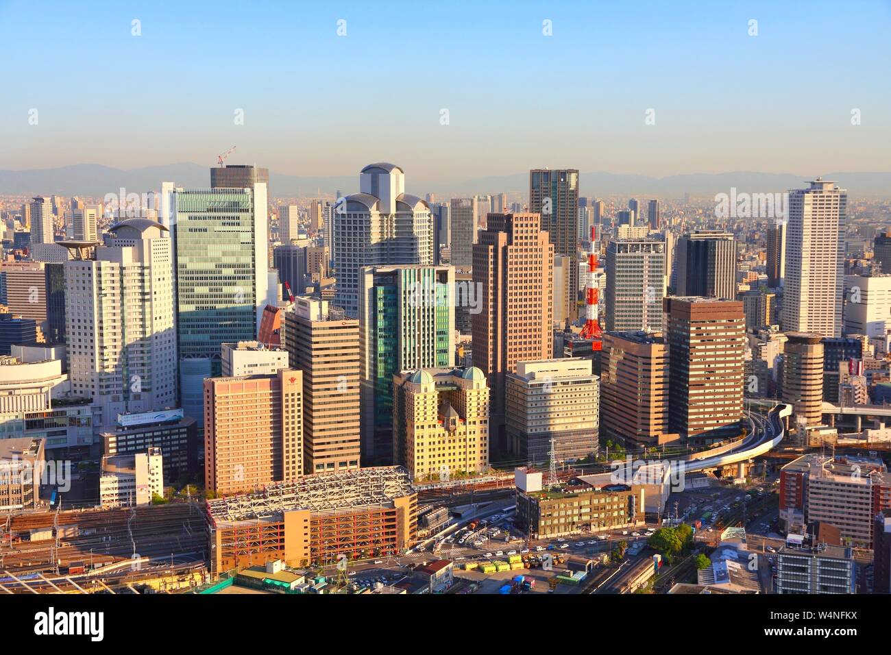 OSAKA, JAPAN - APRIL 27, 2012: Cityscape view in Osaka, Japan. Osaka is ...