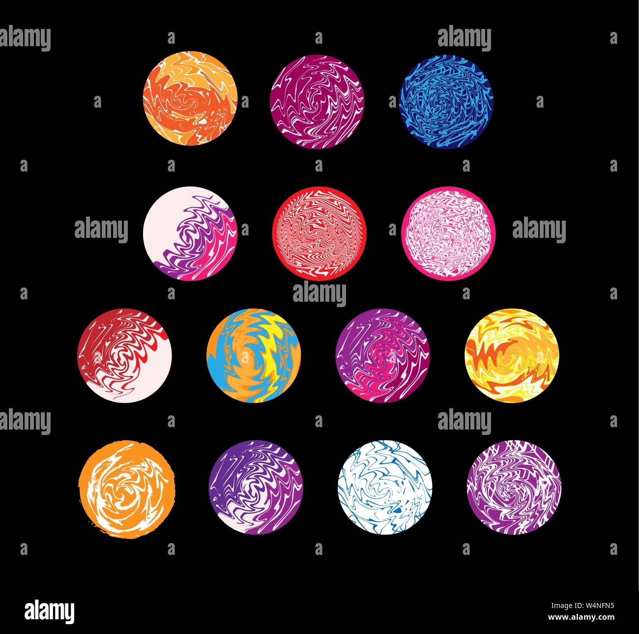 set of colored circles for design and decoration. The chaotic colored ...