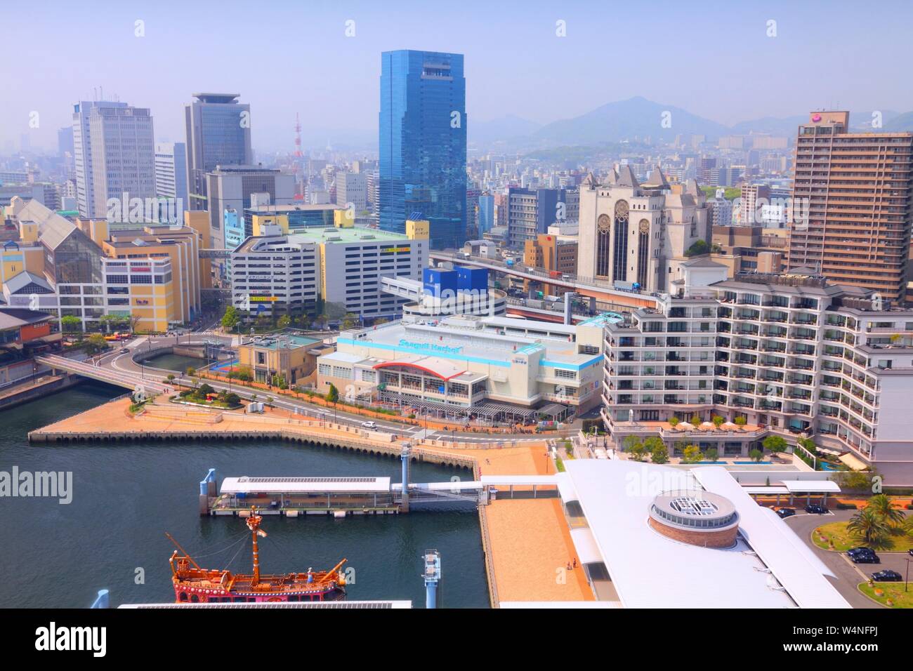 KOBE, JAPAN - APRIL 24, 2012: Aerial view of the city in Kobe, Japan. 1 ...