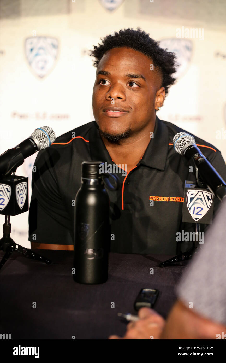 July 24, 2019 Hollywood CA,..Oregon State running back Jermar Jefferson ...