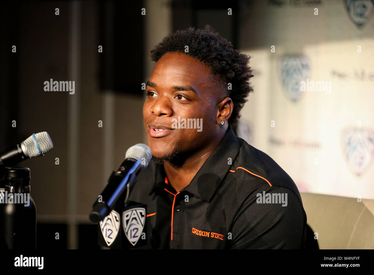 July 24, 2019 Hollywood CA,..Oregon State running back Jermar Jefferson ...