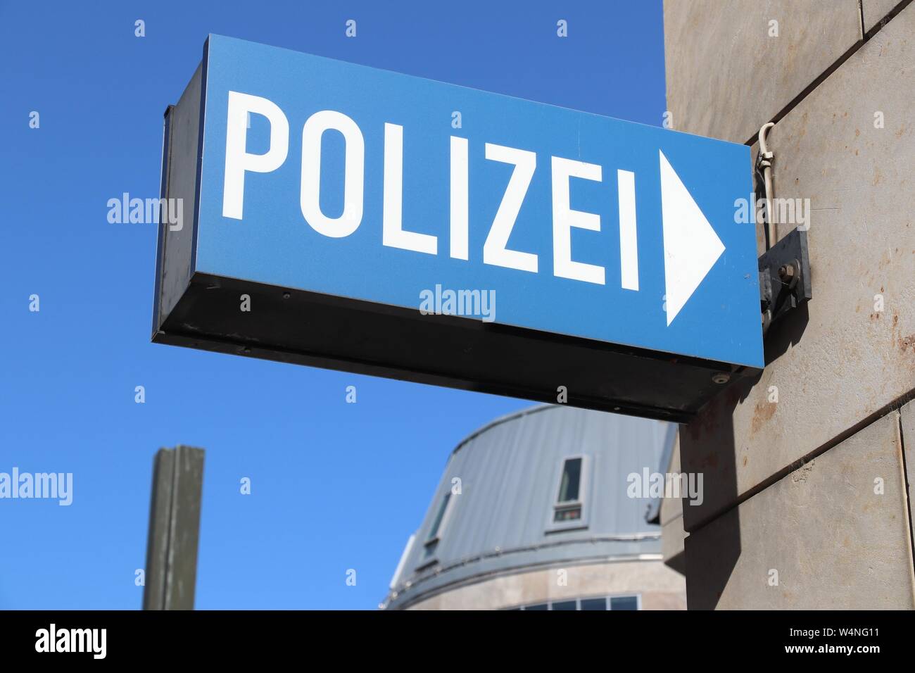 Police sign in German language. Nuremberg city in Germany Stock Photo ...
