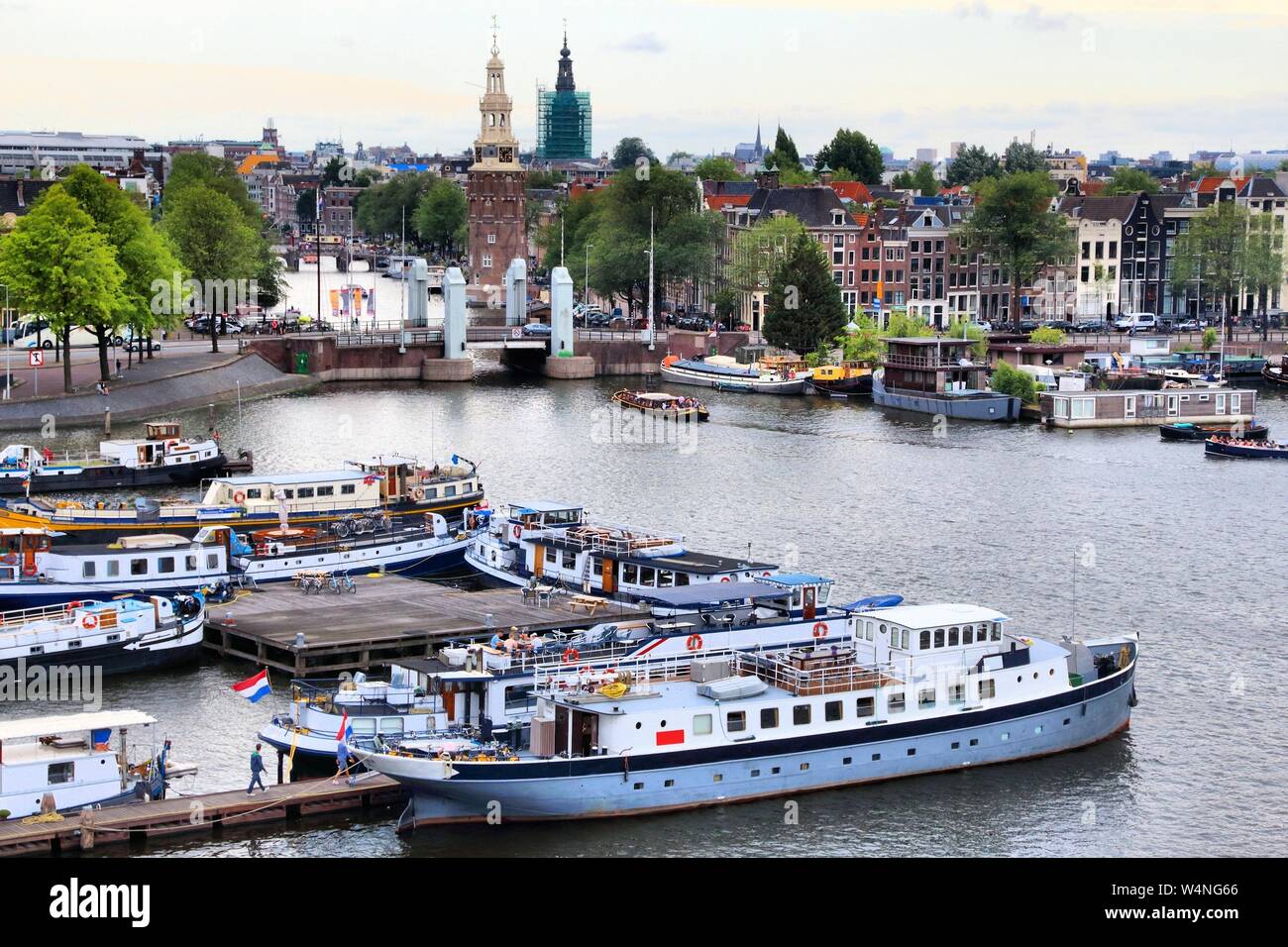 Amsterdam city view with Oosterdok canal and Lastage area Stock Photo ...