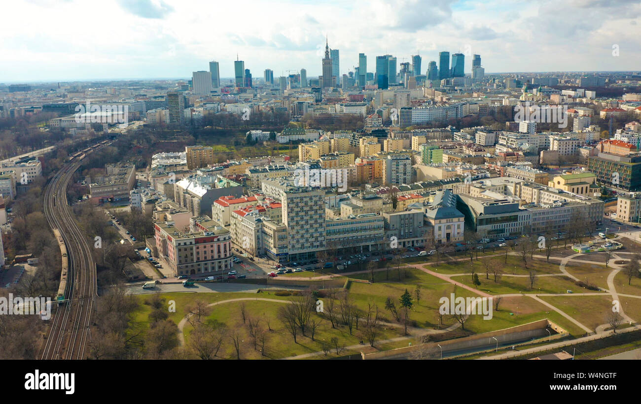 Establishing aerial panorama warsaw city hi-res stock photography and ...