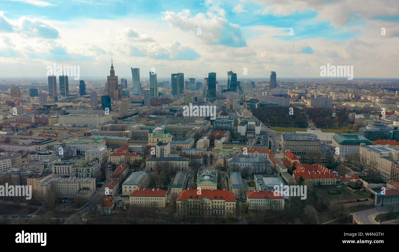 Establishing aerial panorama warsaw city hi-res stock photography and ...