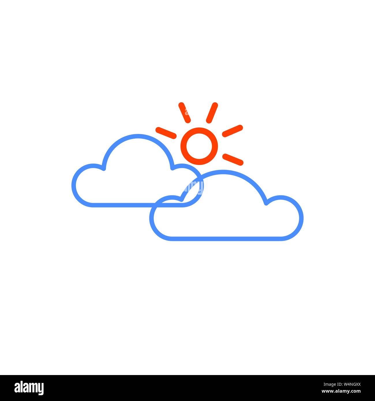 Sun and cloud weather icon isolated on white background. Vector Stock ...