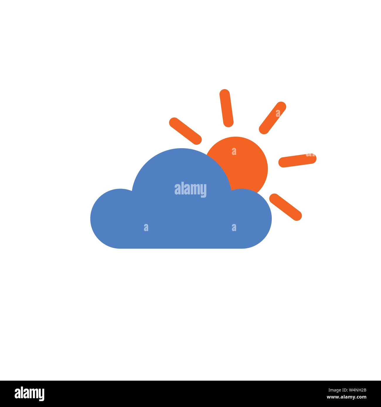 Sun and cloud weather icon isolated on white background. Vector Stock ...