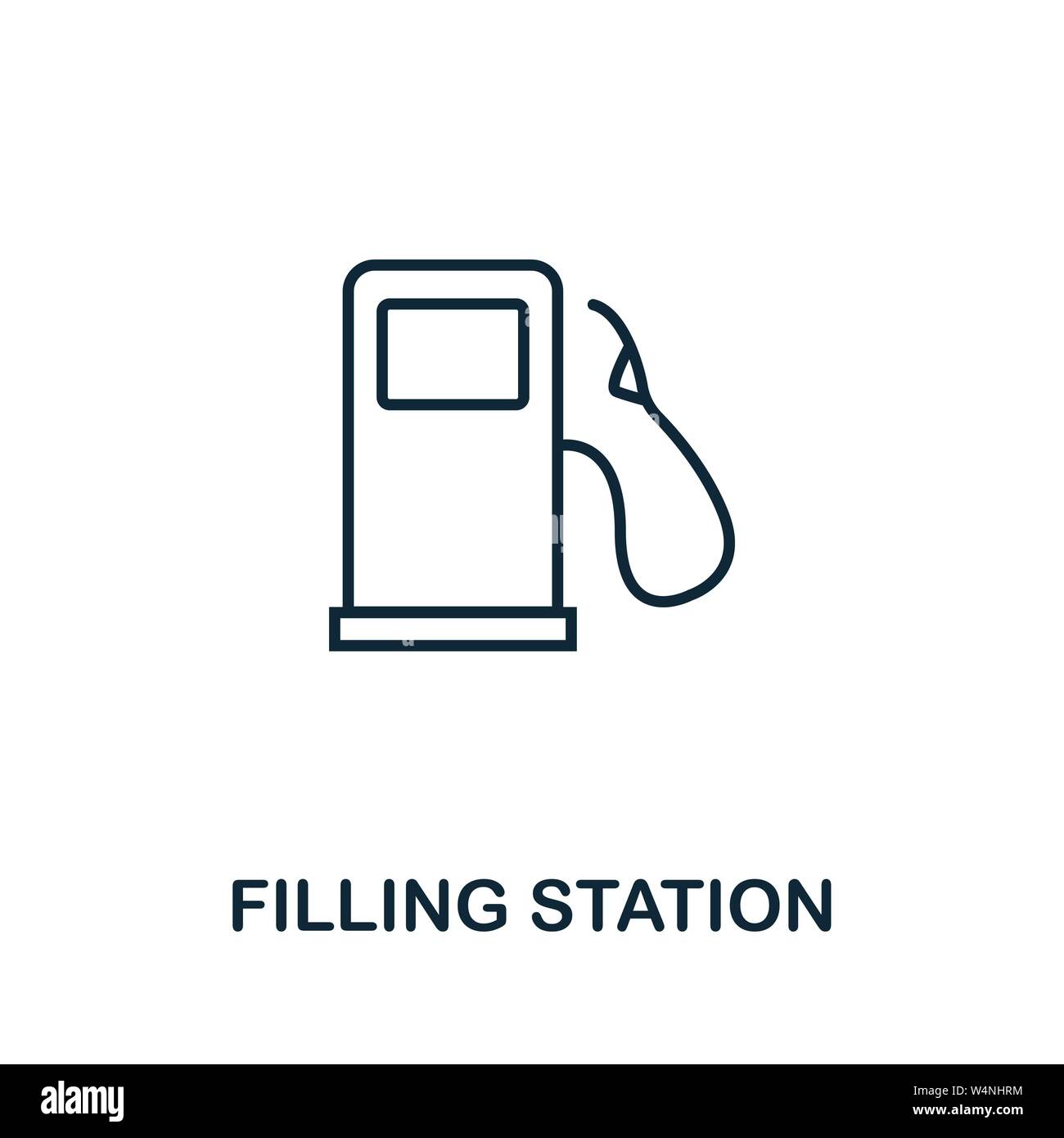Filling Station outline icon. Thin style design from city elements ...
