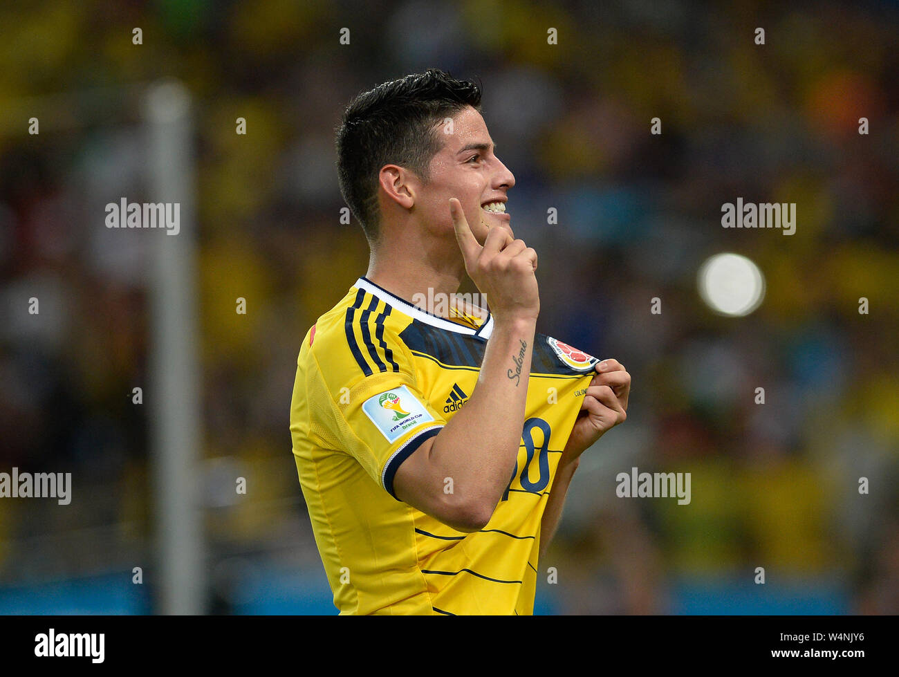 Football player James Rodrigues, celebrating his goal during the match ...