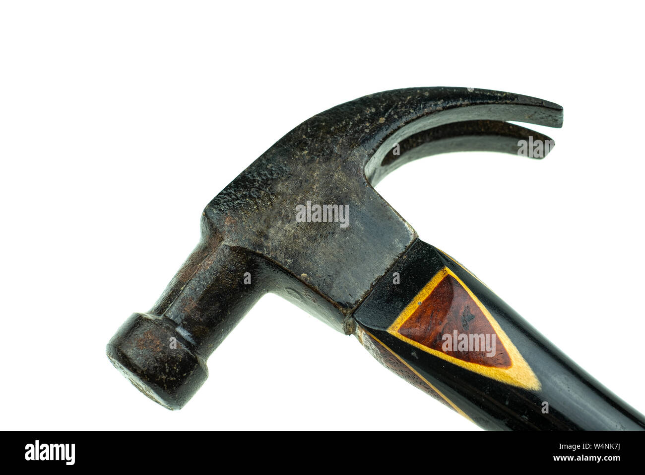 Old traditional curved claw hammer on white background Stock Photo - Alamy