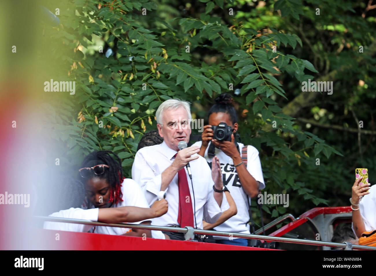 NOTE LANGUAGE ON SIGNS John McDonnell speaking at an anti-Boris Johnson ...