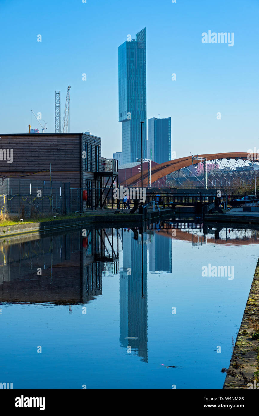 The Beetham Tower and Ordsall Chord rail bridge from the Manchester ...