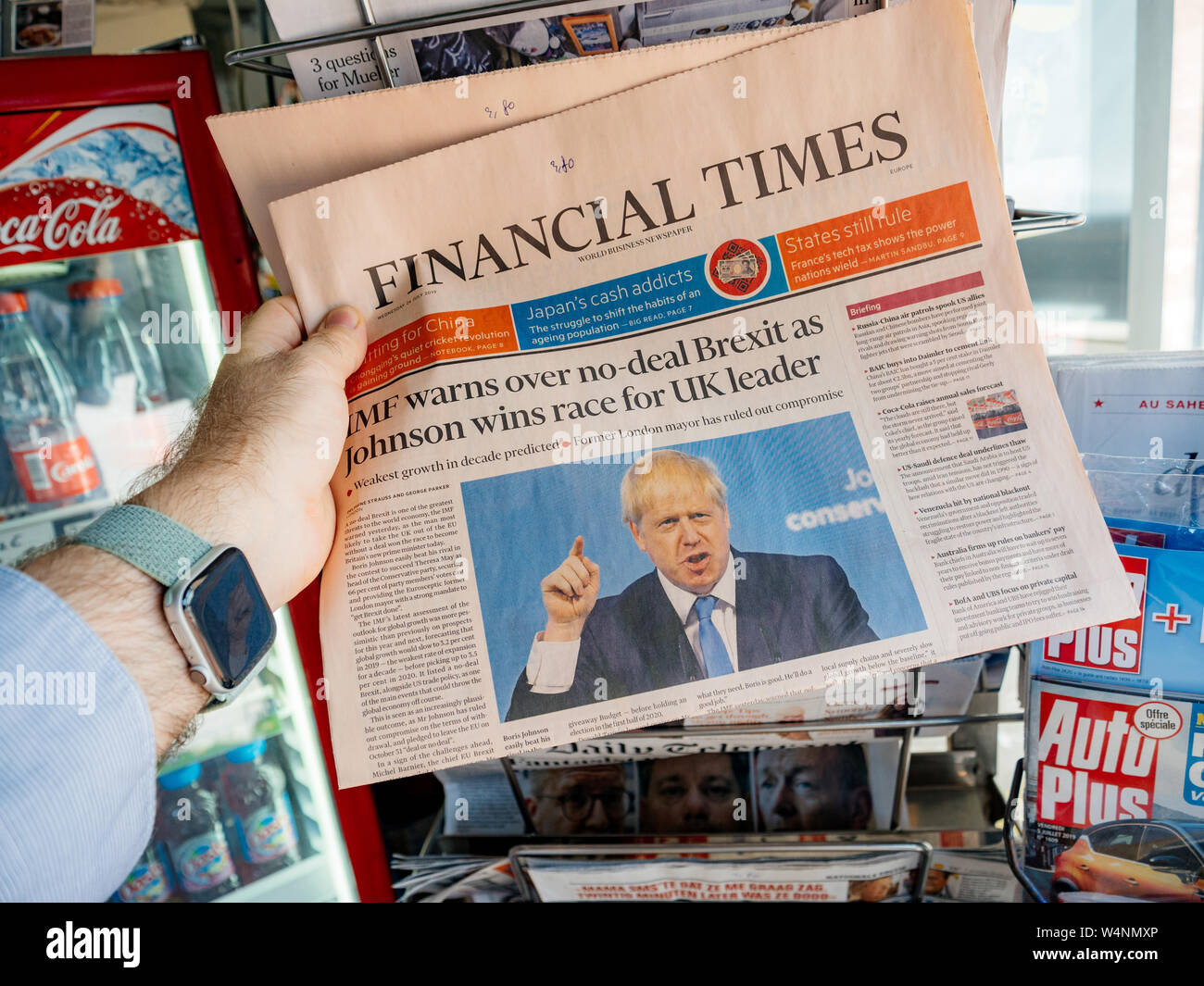 Paris, France - Jul 24, 2019: Boris Johnson appears on front page of ...