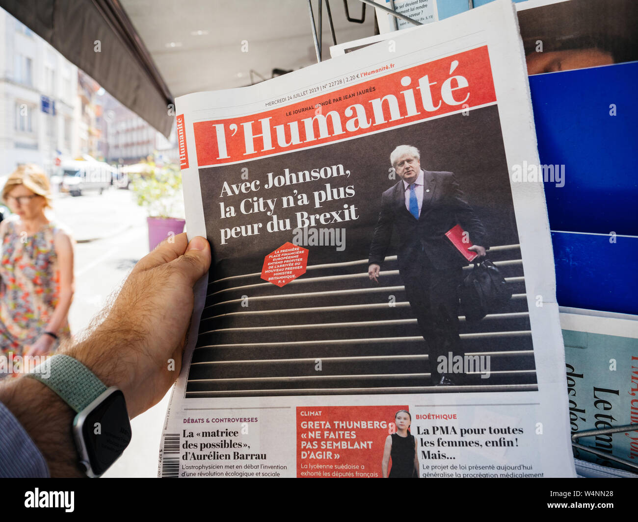 Paris, France - Jul 24, 2019: Boris Johnson appears on front page of ...