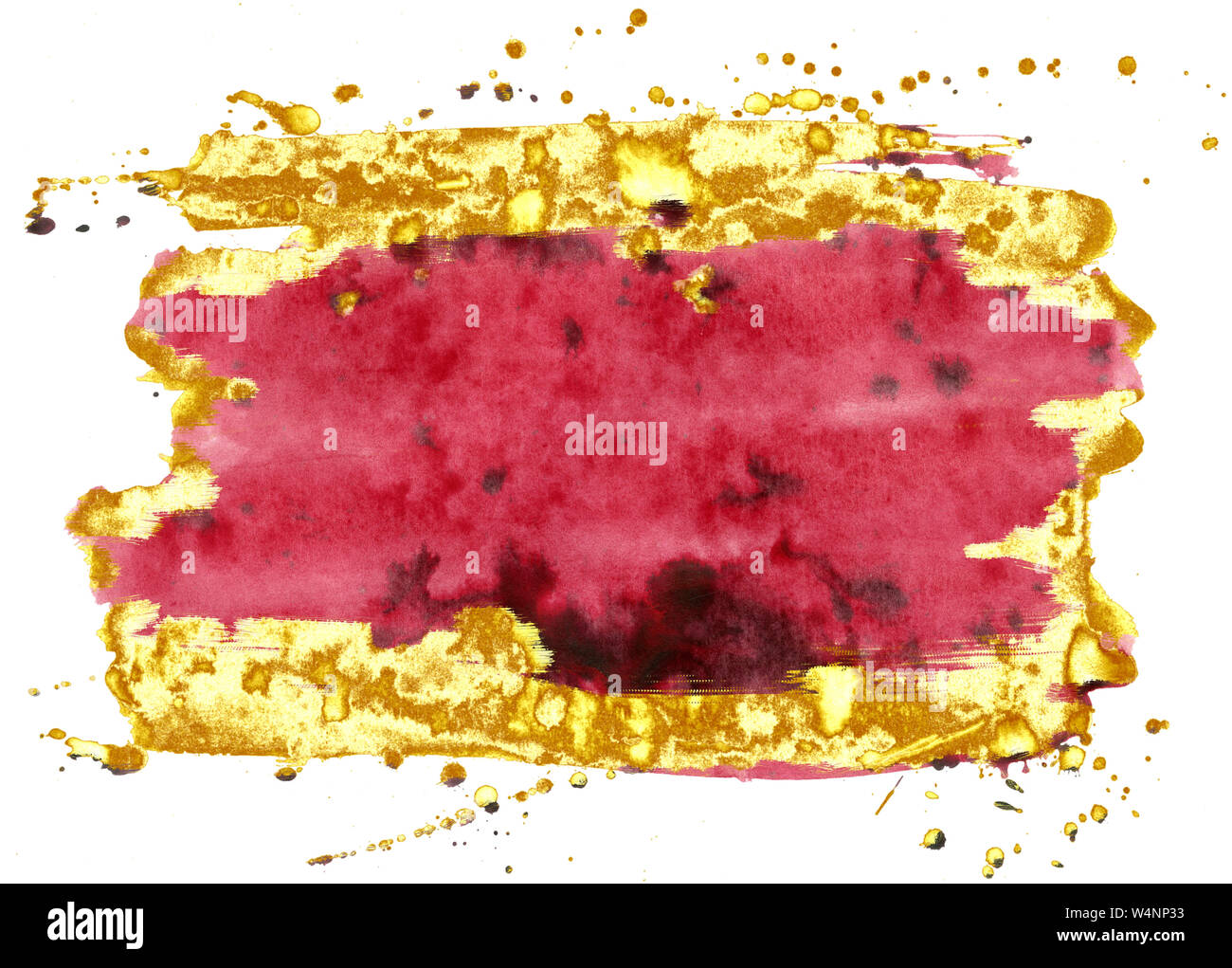 Red and gold watercolor circle isolated on white background Stock Photo ...