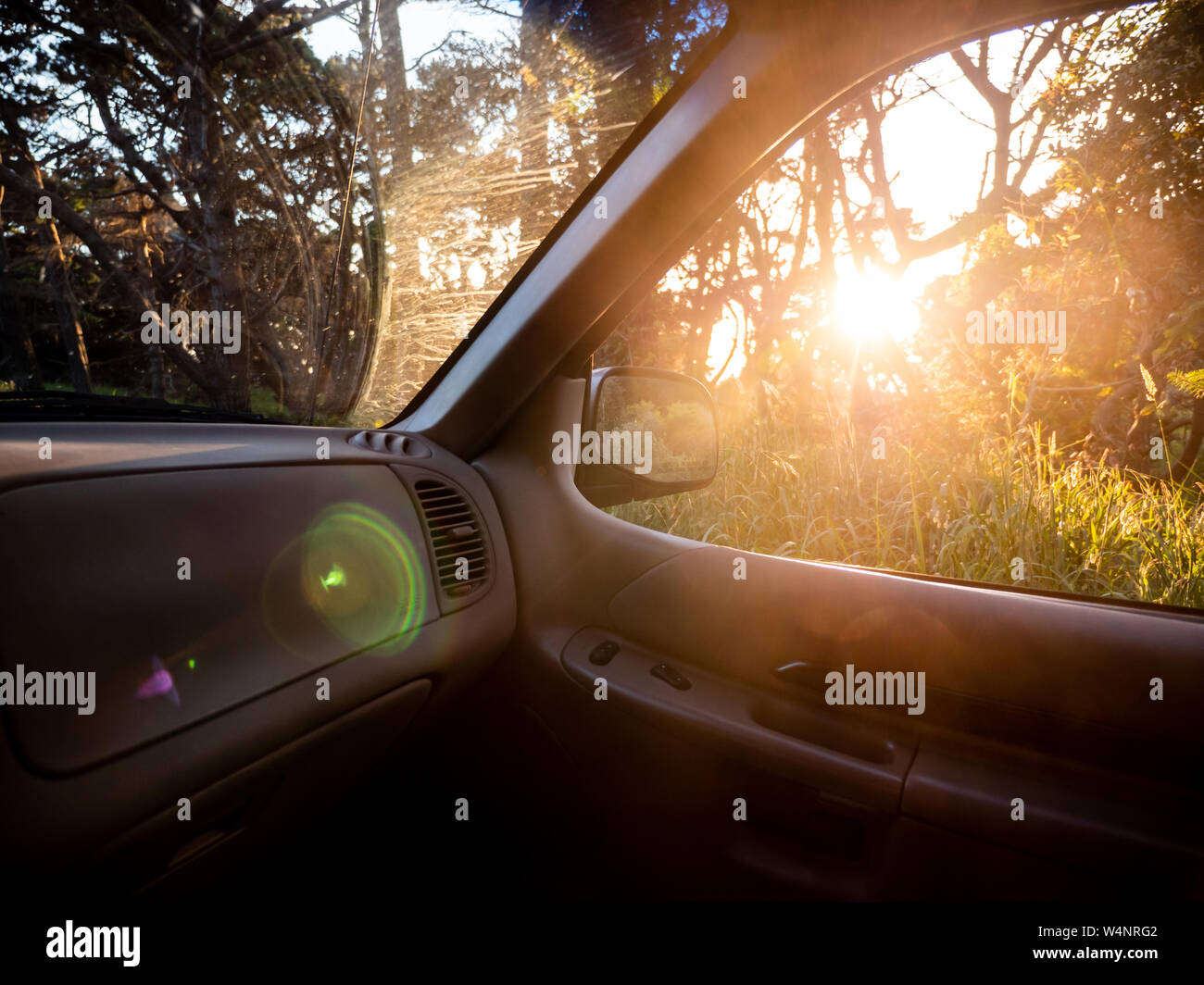 Sunlight shining through passenger side window of car Stock Photo - Alamy