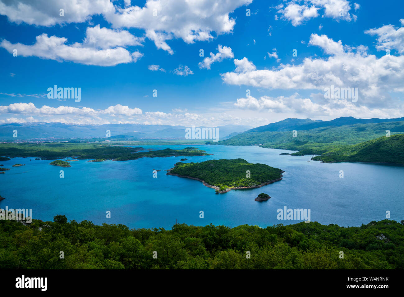 Montenegro, Endless view over green peninsulas and mountains around ...