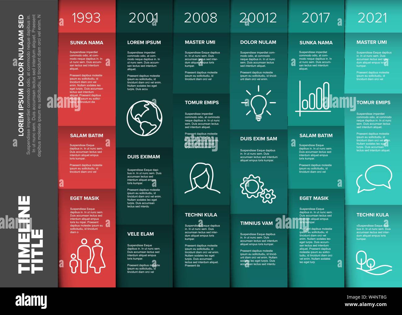 Vector multipurpose Infographic timeline table template made from six ...