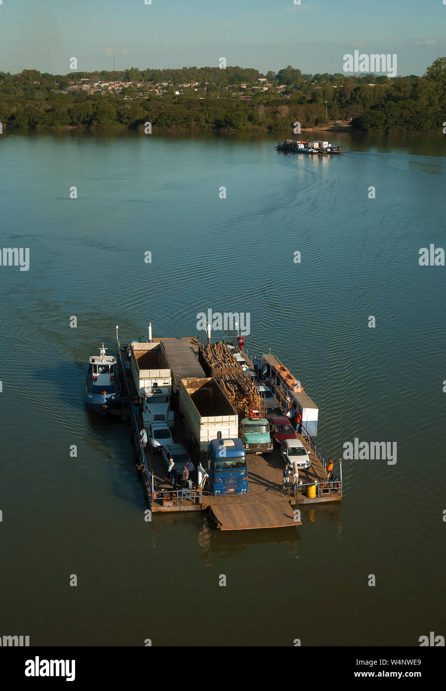Rio Grande do Sul, Brazil, August 17, 2006. Barge Ferry boat ...