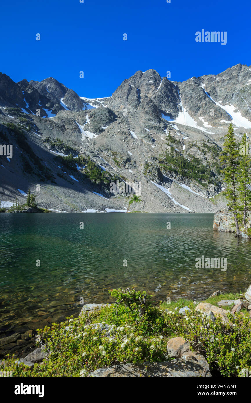 upper miner lake below sacajawea peaks in the beaverhead mountains near ...