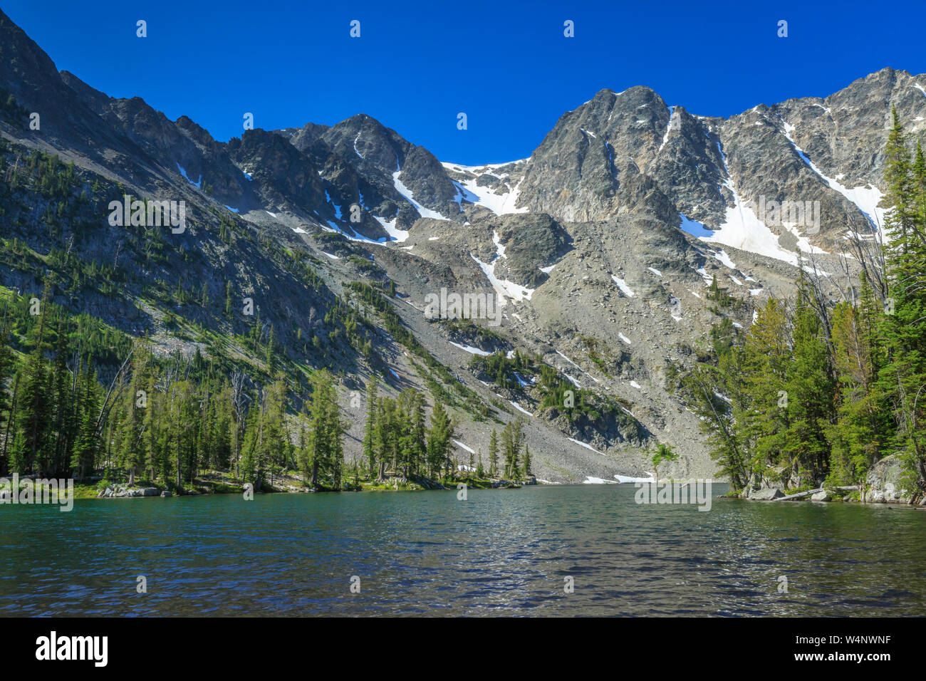 upper miner lake below sacajawea peaks in the beaverhead mountains near ...