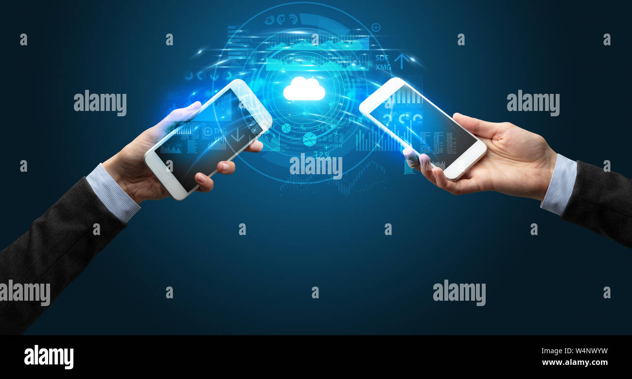 Two smart phones technology transfer hi-res stock photography and ...