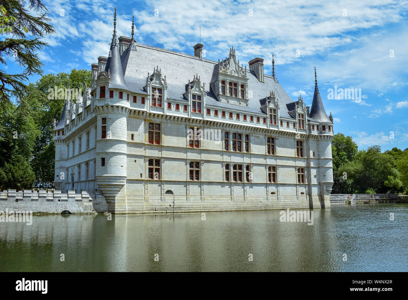 AZAY LE RIDEAU CASTLE, FRANCE - JULY 06, 2017: One of the earliest ...