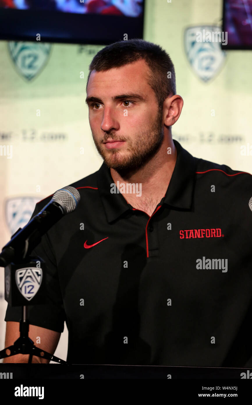 Hollywood, California, USA. 24th July, 2019. Stanford coach linebacker ...