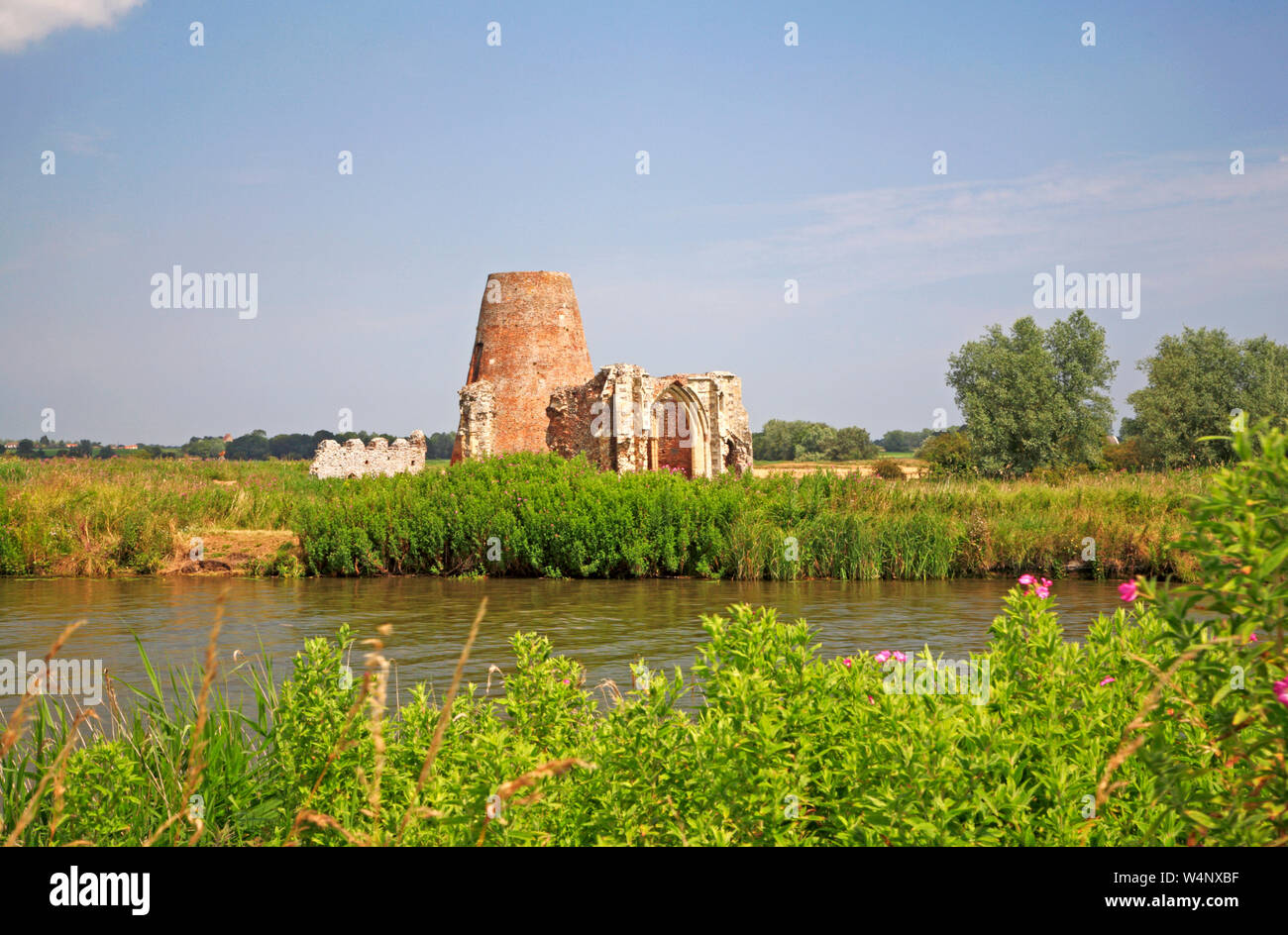 A view of St Benet's Abbey and the Drainage Mill by the River Bure from ...