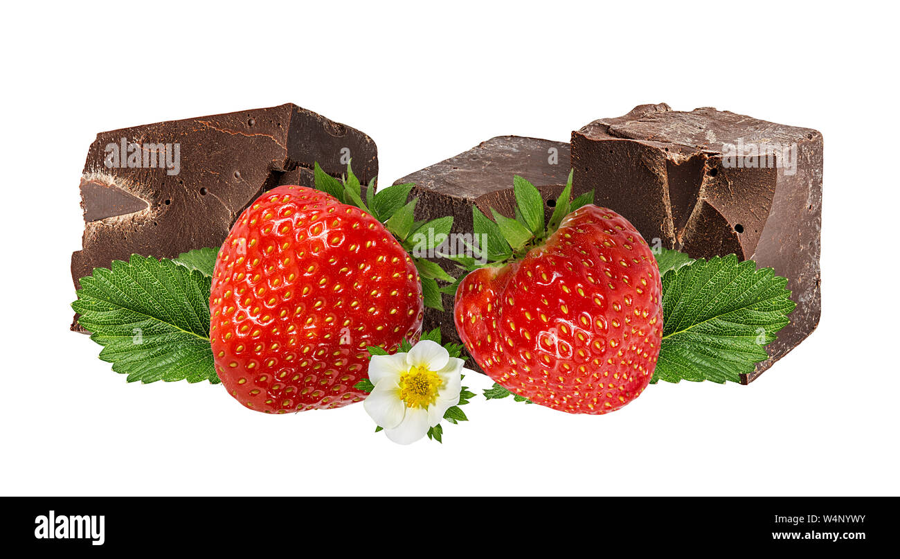 strawberry and chocolate isolated on the white background Stock Photo ...