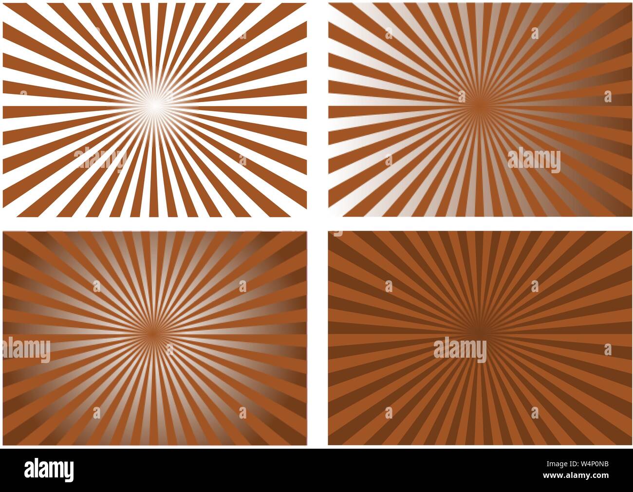 Set Brown Abstract Retro Sunburst Backgrounds Vector Stock Vector Image