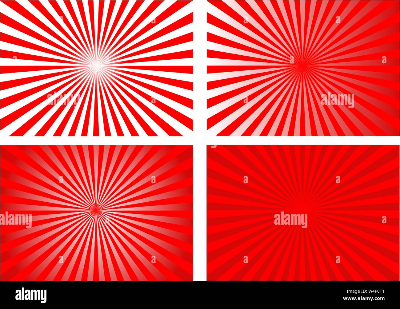 Set Red Retro Abstract Sunburst Backgrounds Vector Stock Vector Image