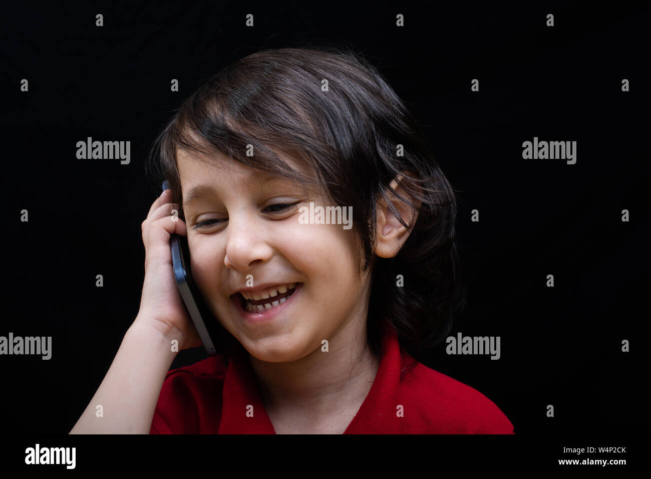 Little boy hold smartphone as modern mobile communication gadget Stock ...