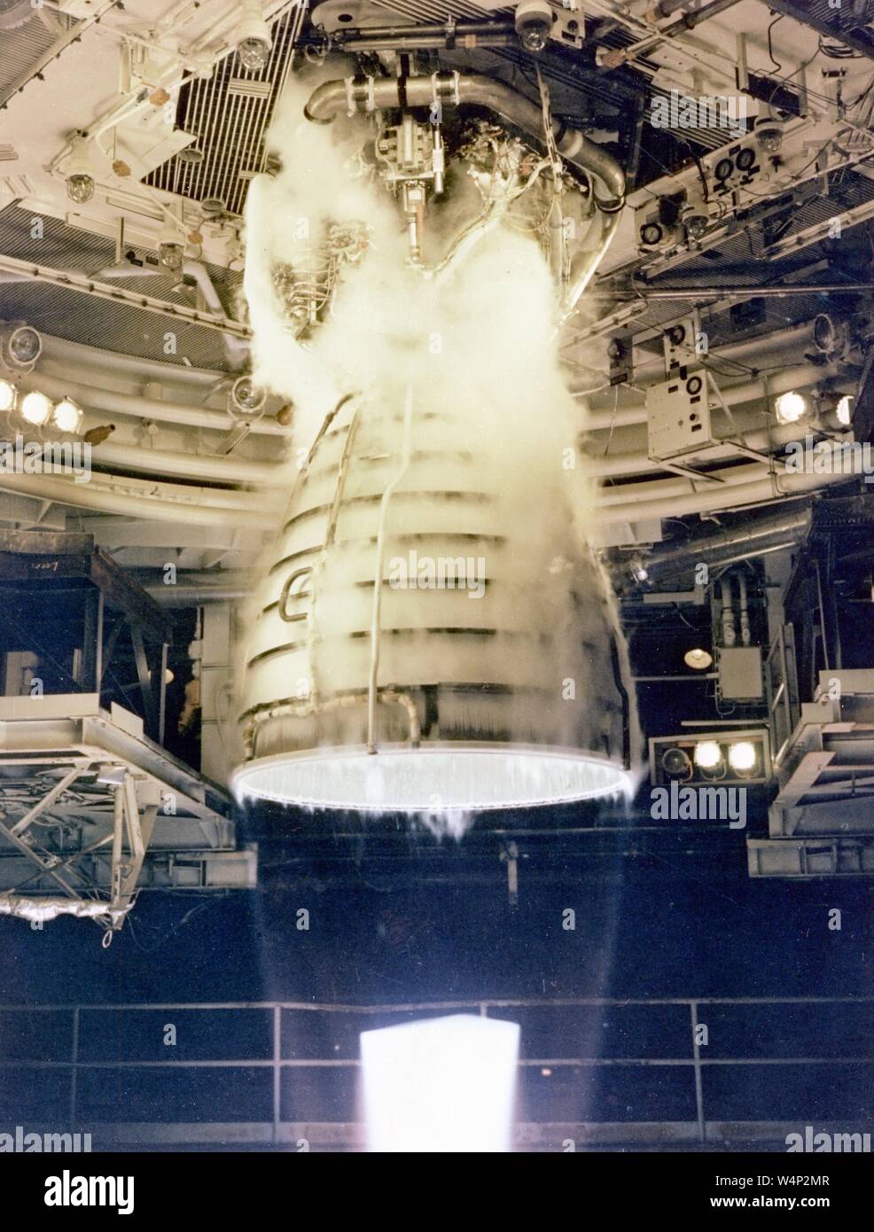 Space Shuttle Main Engine (SSME) undergoing a full power level test ...