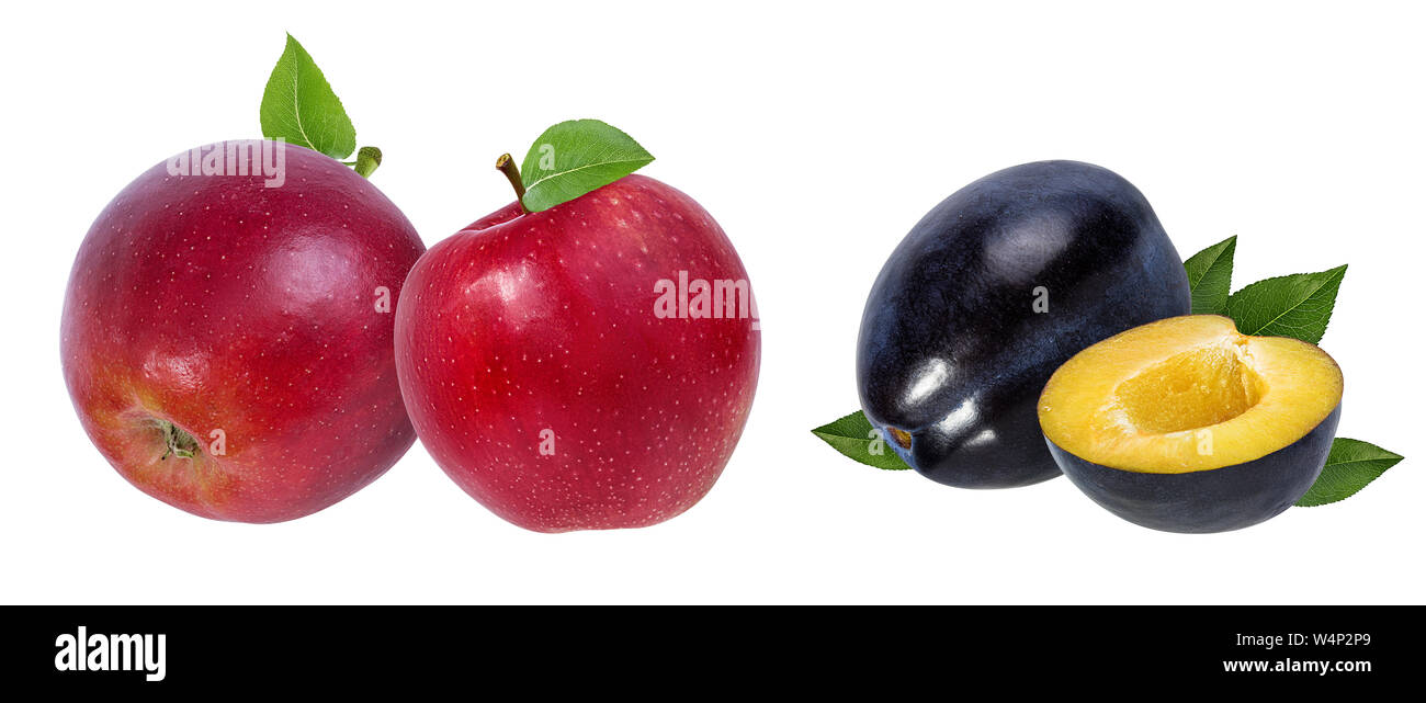 plum and apple on a white background Stock Photo - Alamy