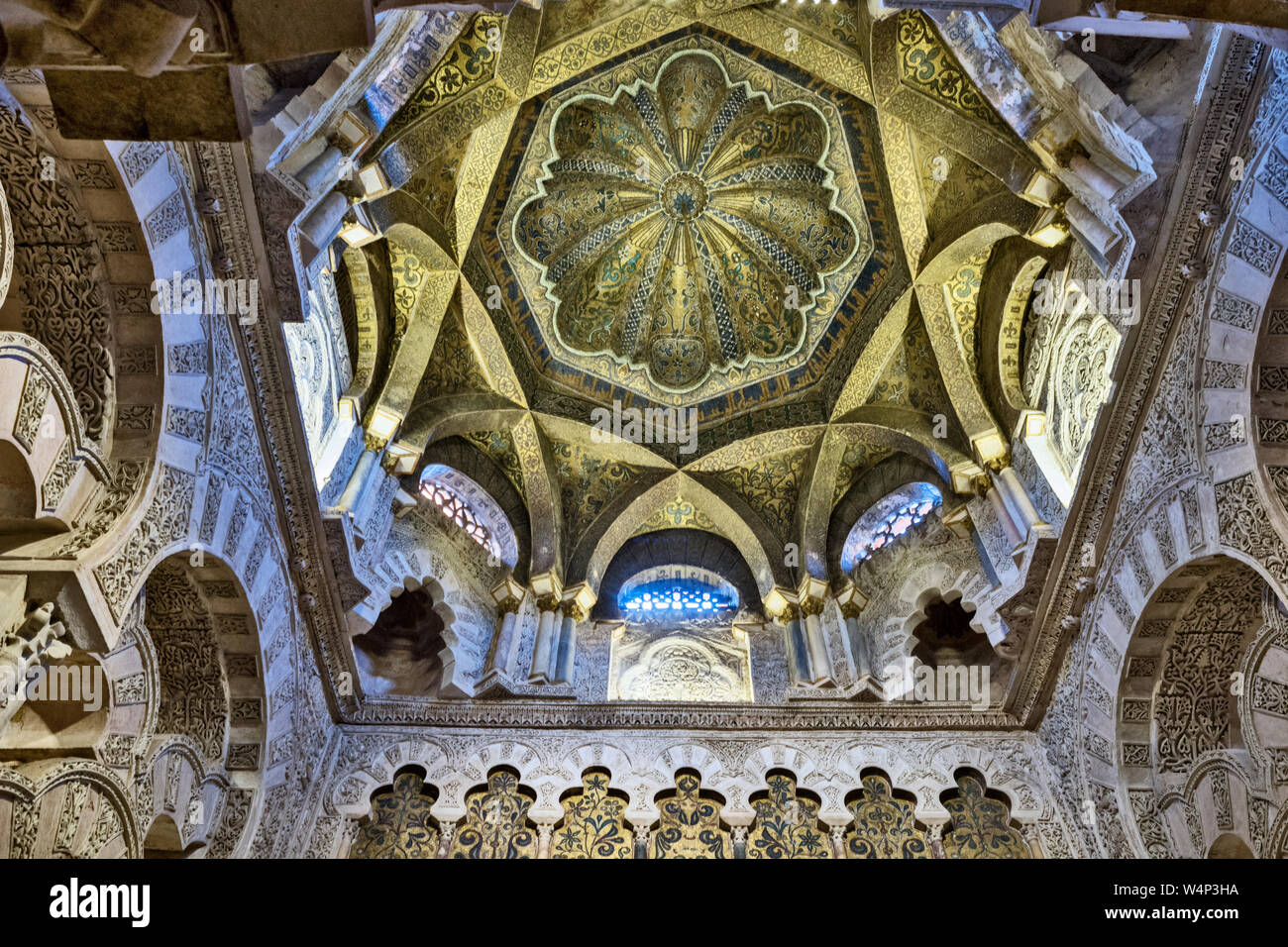 Lateral cupola of the front hall of the Mosque Mihrab of Cordoba, Spain ...