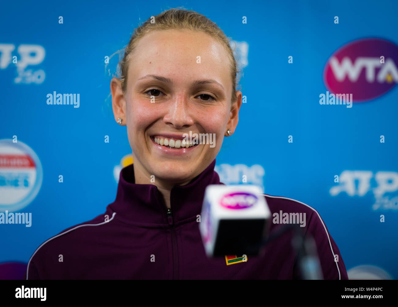 Donna Vekic of Australia talks to the media after making the semi-final ...