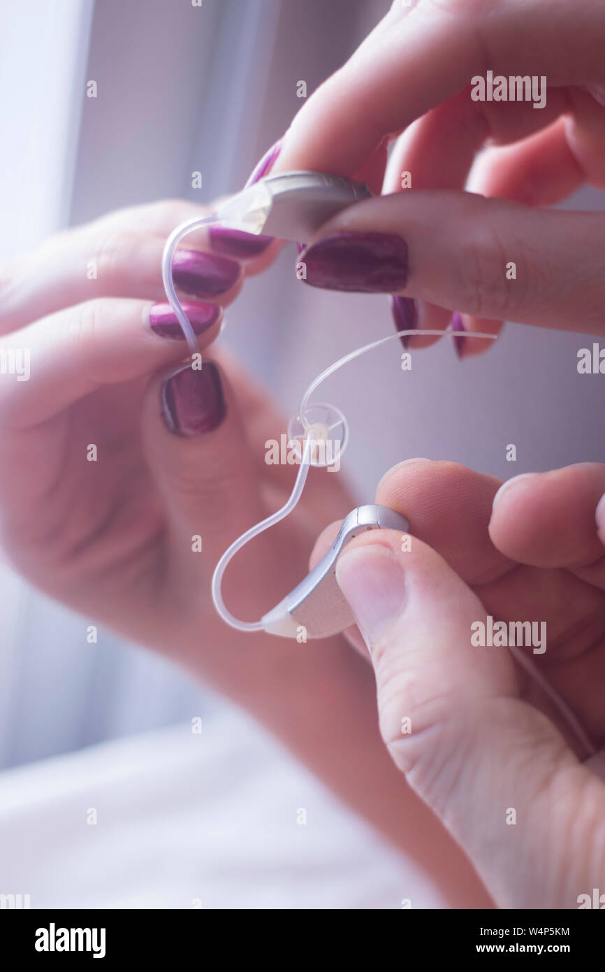 Digital modern technology for deaf people micro hearing aid Stock Photo ...