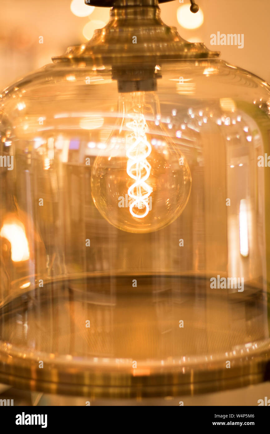 LED modern lights and bulbs on display in store lighting department ...