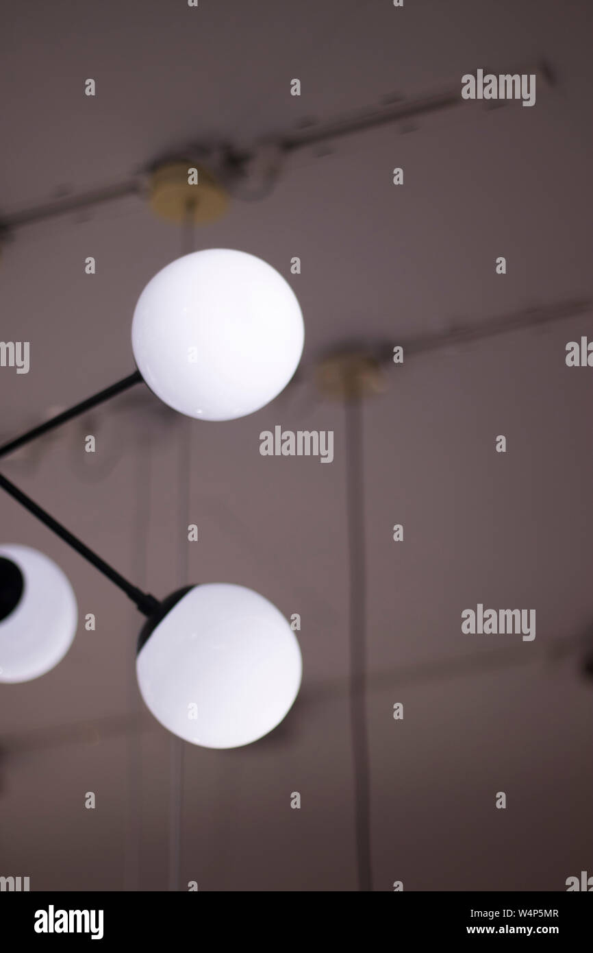 LED modern lights and bulbs on display in store lighting department ...