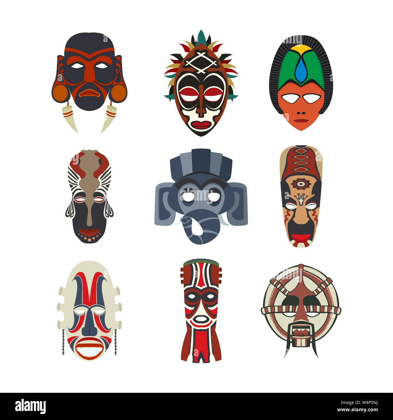African Tribal Masks Vector