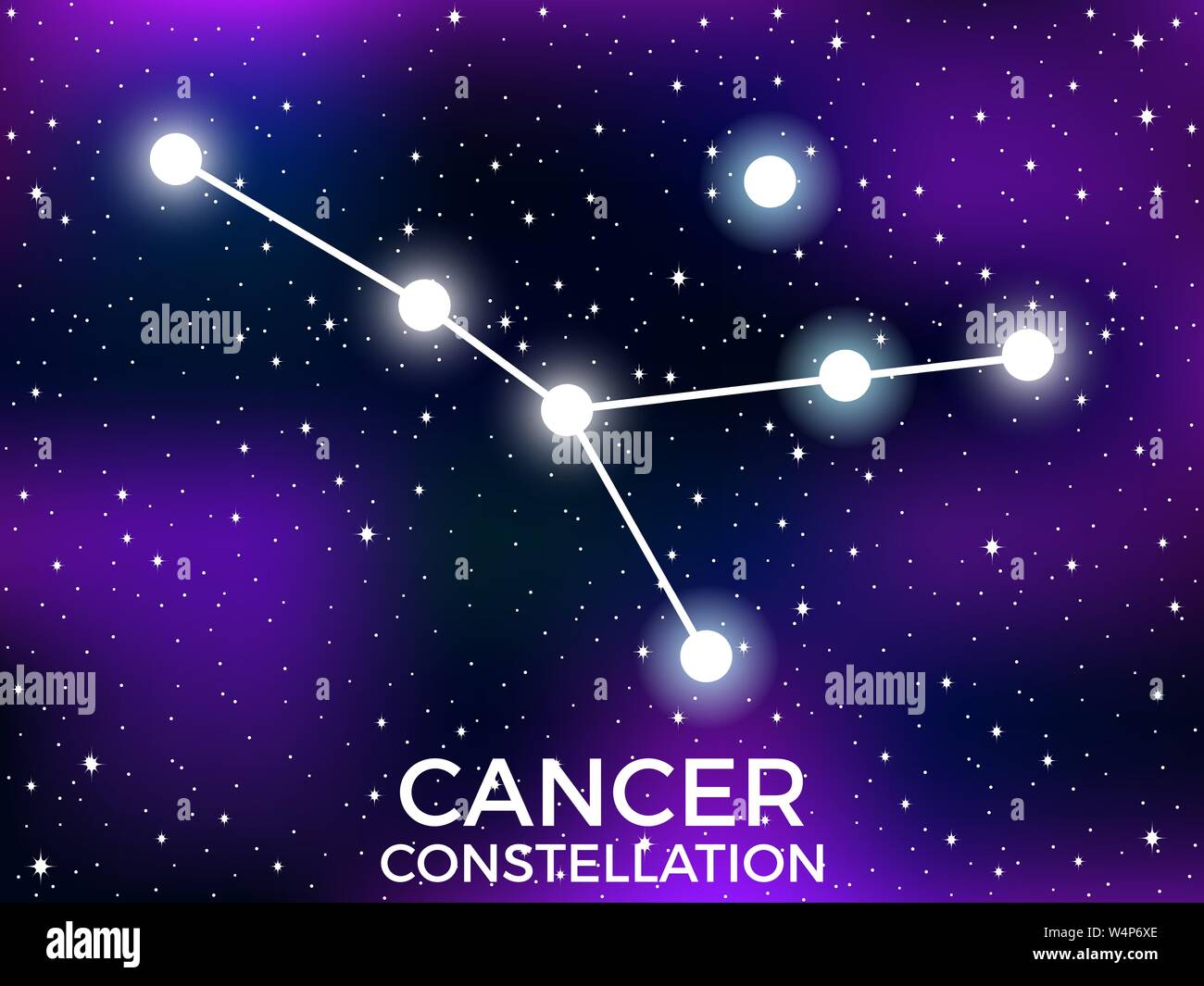 Cancer constellation. Starry night sky. Cluster of stars and galaxies ...