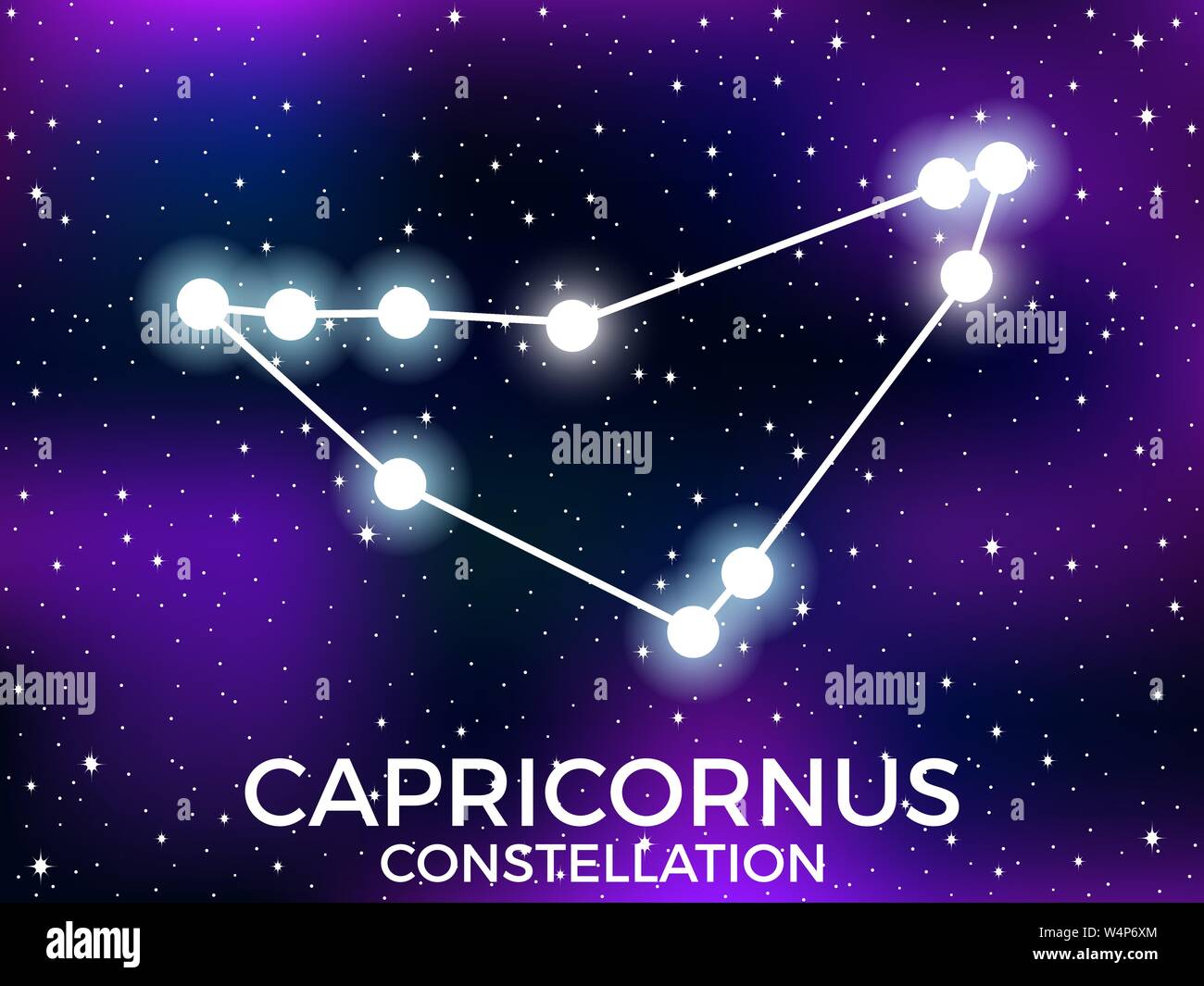 Capricornus constellation. Starry night sky. Cluster of stars and ...