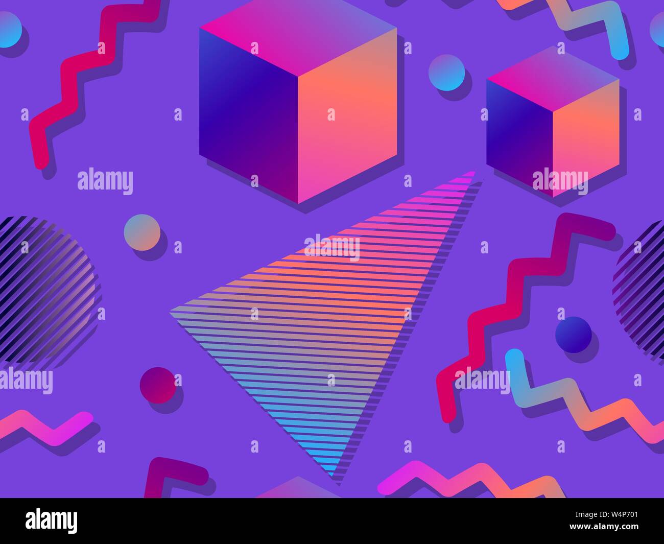 Memphis seamless pattern. Geometric shapes in the style of 80s ...