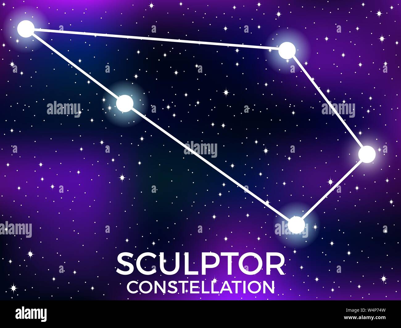 Sculptor constellation. Starry night sky. Zodiac sign. Cluster of stars ...