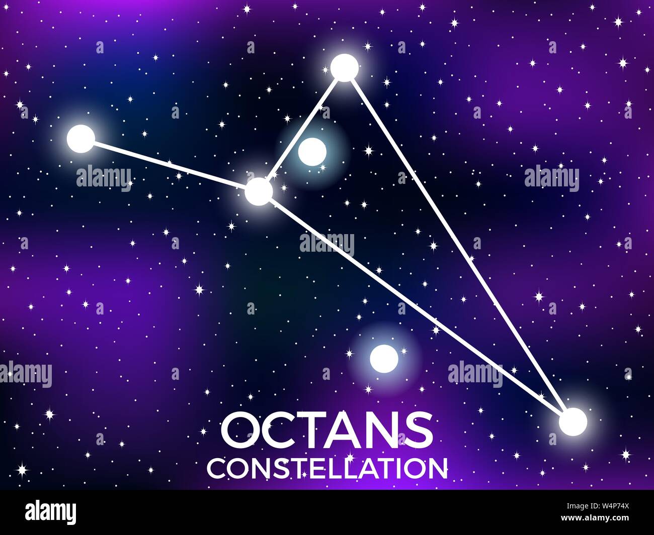Octans constellation. Starry night sky. Cluster of stars and galaxies ...