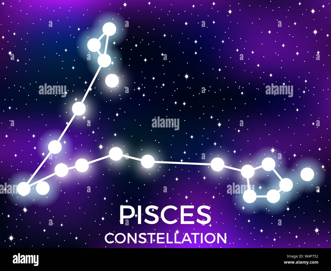 Pisces constellation. Starry night sky. Cluster of stars and galaxies ...