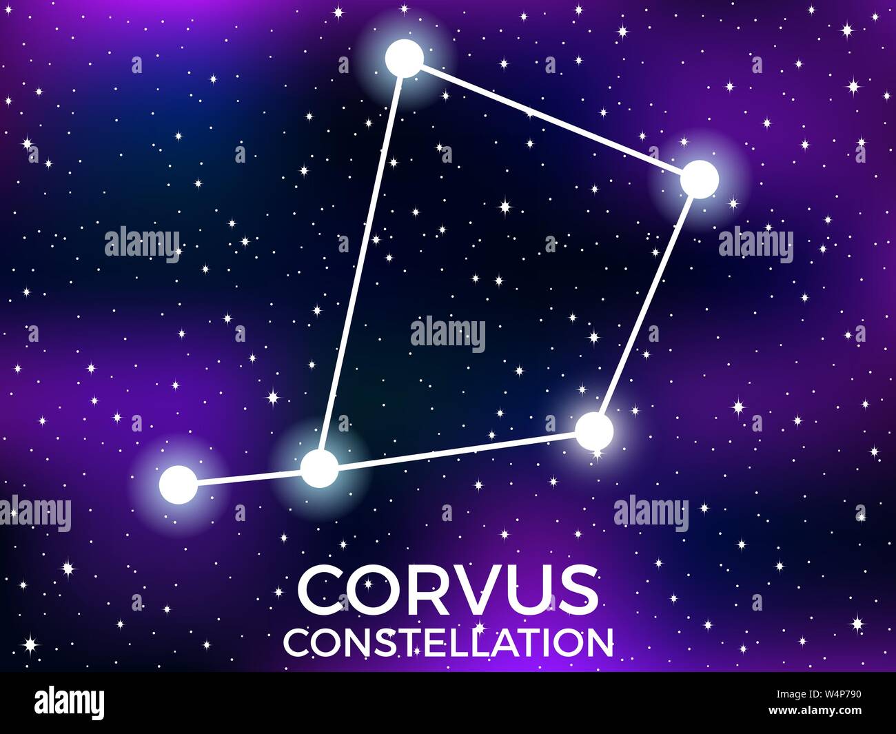 Corvus constellation. Starry night sky. Cluster of stars and galaxies ...