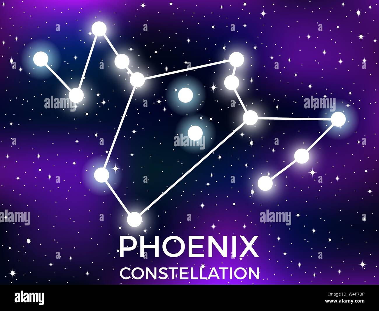 Phoenix constellation . Starry night sky. Zodiac sign. Cluster of stars ...